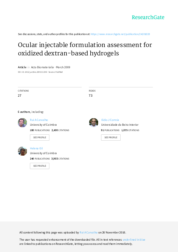 (PDF) Ocular injectable formulation assessment for oxidized dextran ...