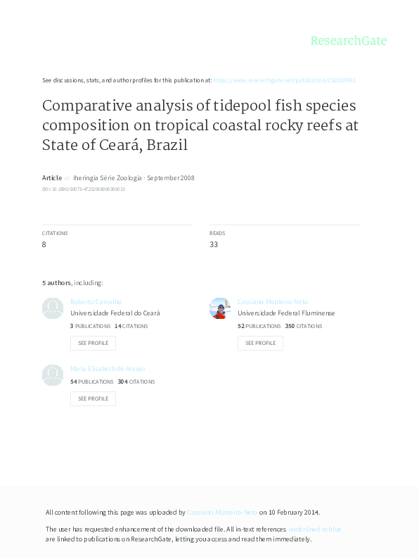 (PDF) Comparative analysis of tidepool fish species composition on ...