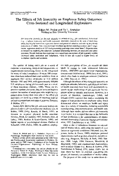 (PDF) The Effects of Job Insecurity on Employee Safety Outcomes: Cross ...