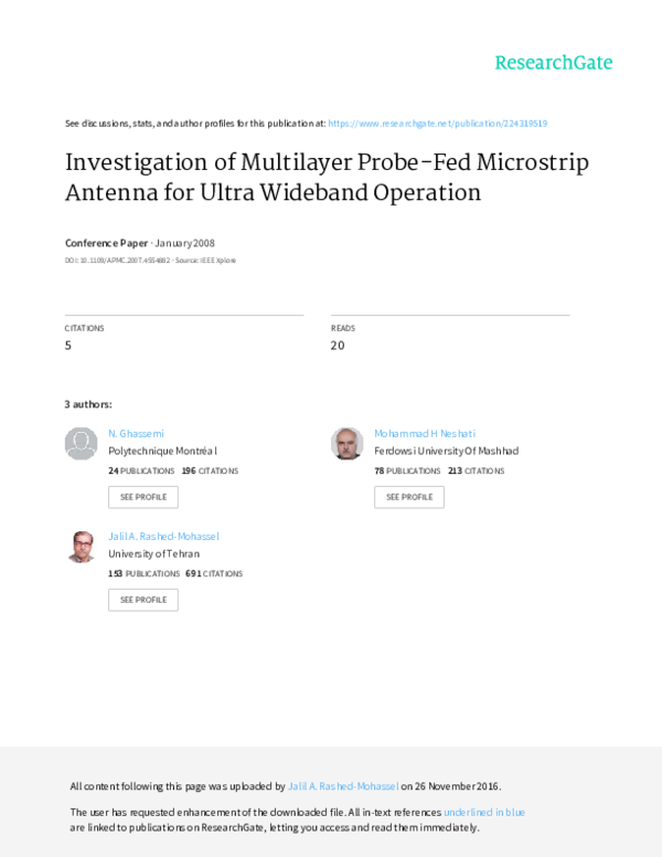 (PDF) Investigation of Multilayer Probe-Fed Microstrip Antenna for ...