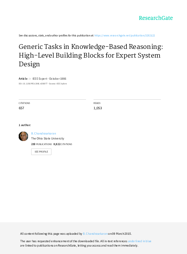 (PDF) Generic Tasks in Knowledge-Based Reasoning: High-Level Building ...
