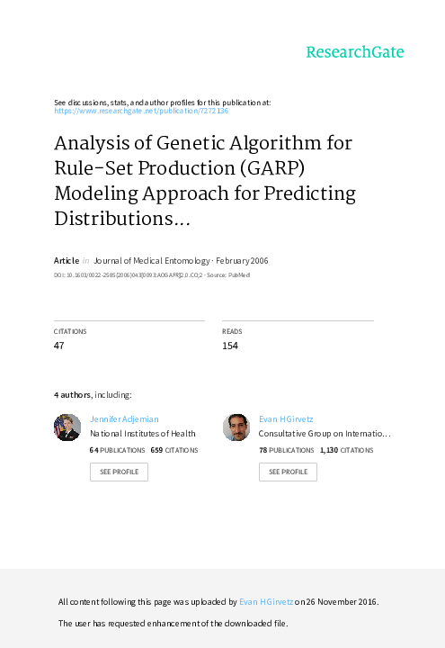 Pdf Analysis Of Genetic Algorithm For Rule Set Production Garp Modeling Approach For
