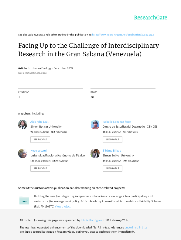 (PDF) Facing Up to the Challenge of Interdisciplinary Research in the ...