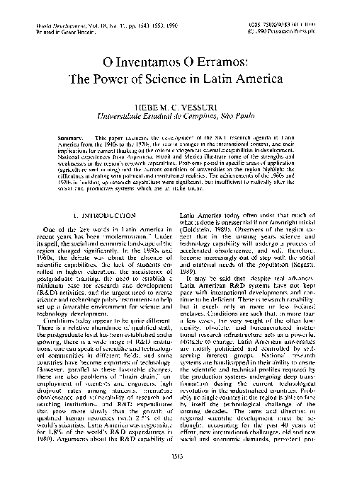 (PDF) O inventamos o erramos: The power of science in Latin America