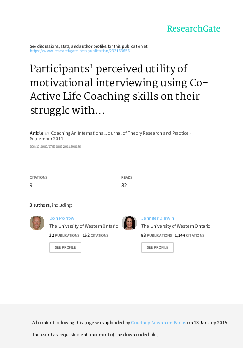 (PDF) Participants' perceived utility of motivational interviewing ...