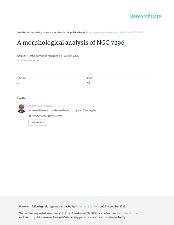 (PDF) A morphological analysis of NGC 7296