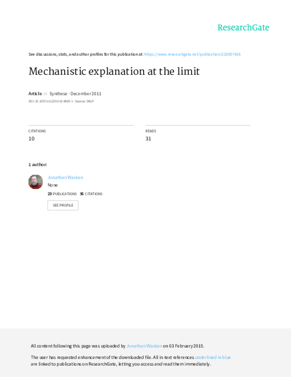 (PDF) Mechanistic explanation at the limit
