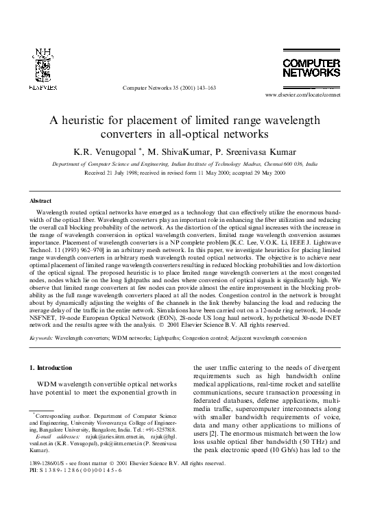 (PDF) A Heuristic for Placement of Limited Range Wavelength Converters ...
