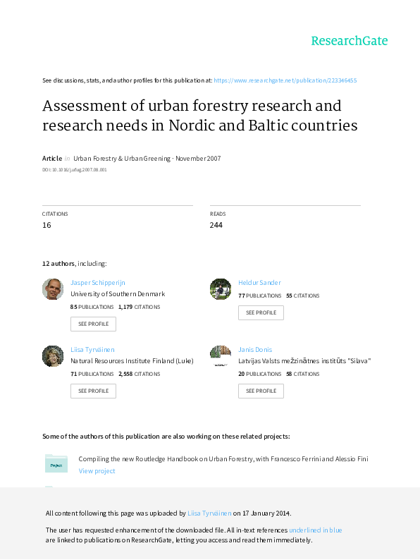 (PDF) Assessment of urban forestry research and research needs in ...