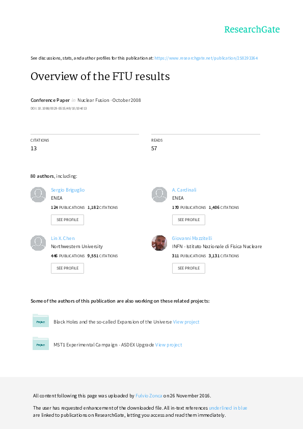(PDF) Overview of FTU results