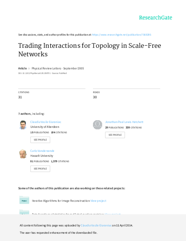 (PDF) Trading Interactions for Topology in Scale-Free Networks
