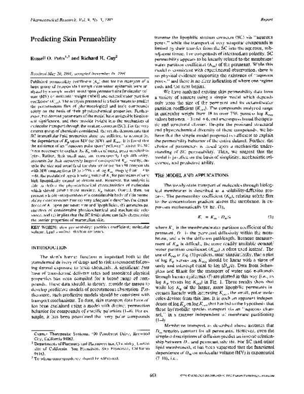 (PDF) Predicting Skin Permeability