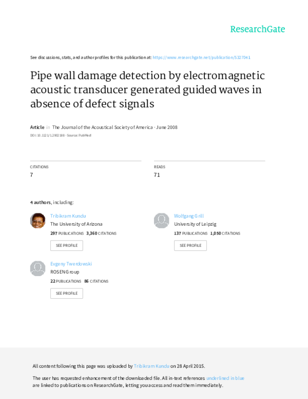 (PDF) Pipe wall damage detection by electromagnetic acoustic transducer ...