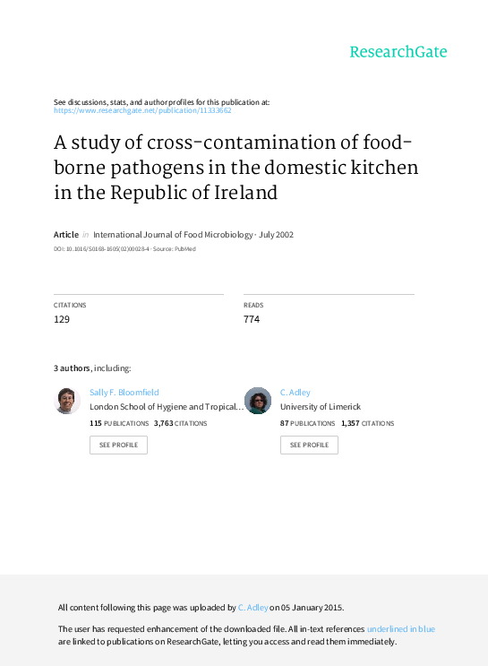 (PDF) A study of cross-contamination of food-borne pathogens in the ...