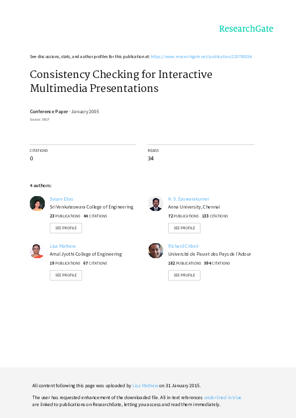 (PDF) Consistency checking for interactive multimedia presentations