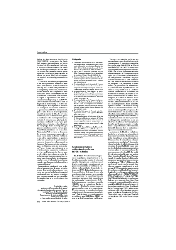 (PDF) Pseudomonas aeruginosa multirresistente productora de PER1 en España