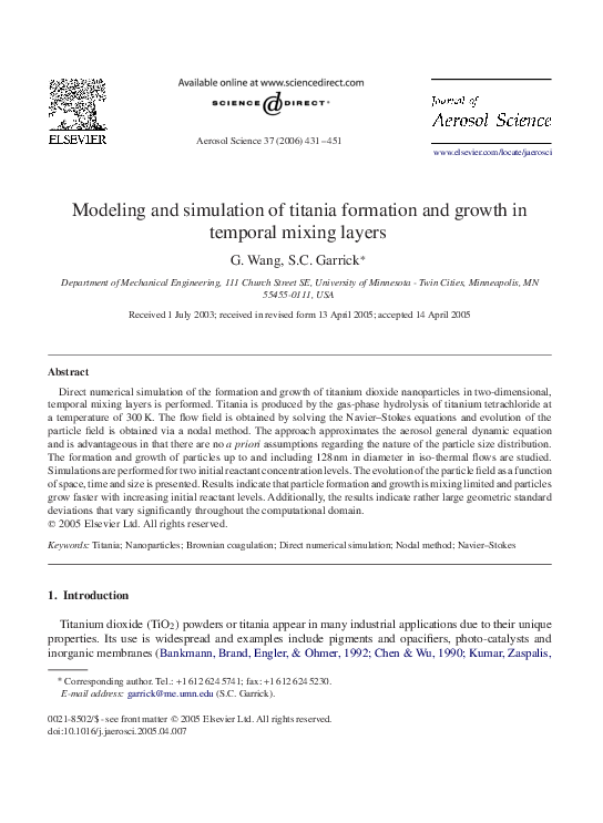 (PDF) Modeling and simulation of titania formation and growth in ...