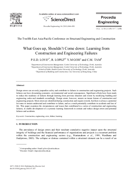 (PDF) What Goes up, Shouldn’t Come down: Learning from Construction and ...