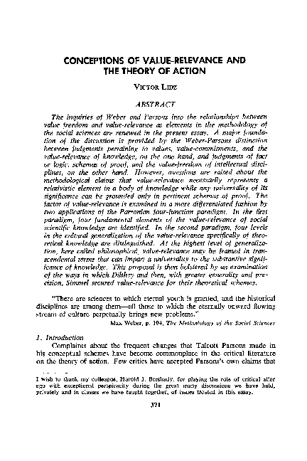 (PDF) CONCEPTIONS OF VALUE-RELEVANCE AND THE THEORY OF ACTION