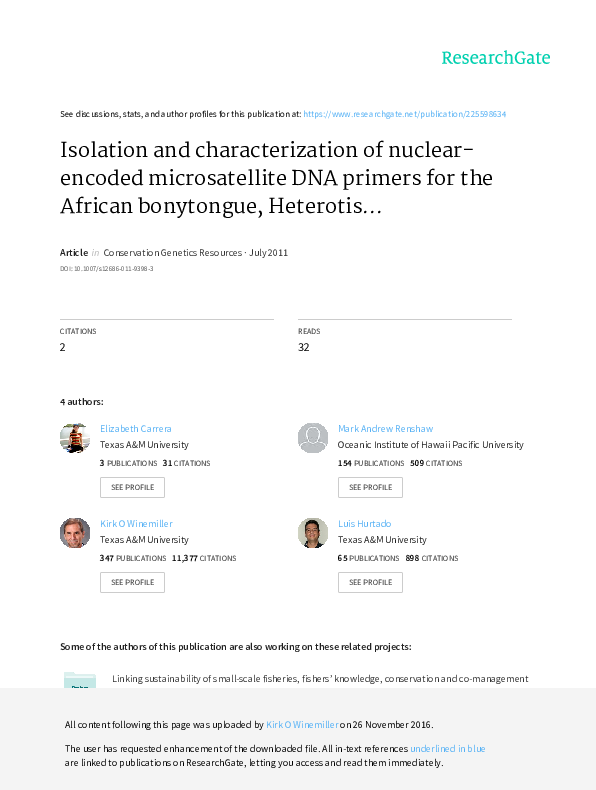 (PDF) Isolation and characterization of nuclear-encoded microsatellite ...