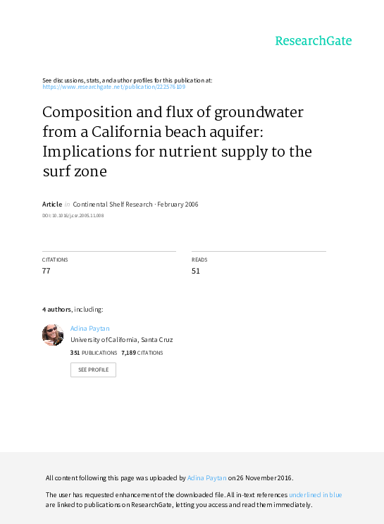 (PDF) Composition and flux of groundwater from a California beach ...