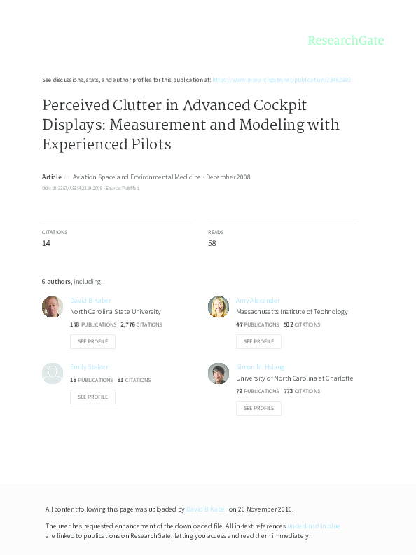 (PDF) Perceived Clutter in Advanced Cockpit Displays: Measurement and ...
