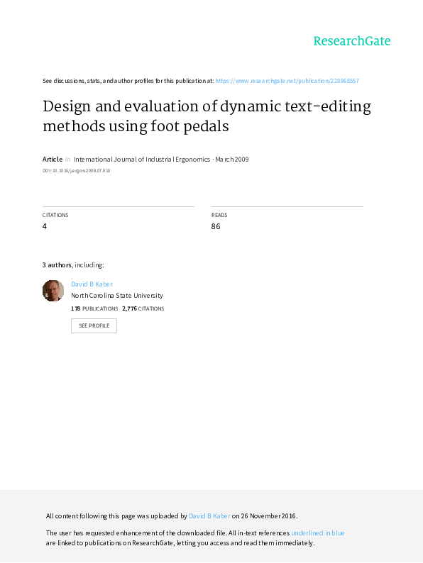 (PDF) Design and evaluation of dynamic text-editing methods using foot ...