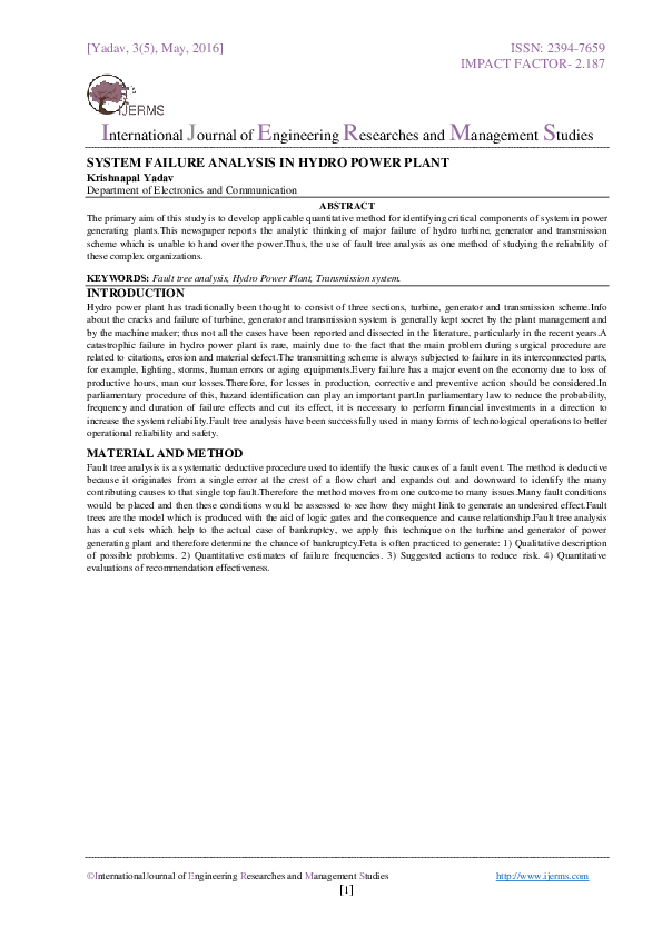 (PDF) SYSTEM FAILURE ANALY SIS IN HYDRO POWER P LANT