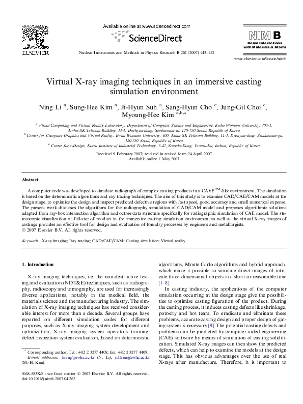 Pdf Virtual X Ray Imaging Techniques In An Immersive Casting Simulation Environment