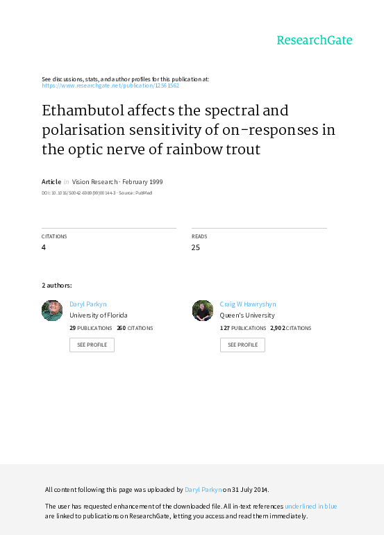 (PDF) Ethambutol affects the spectral and polarisation sensitivity of ...