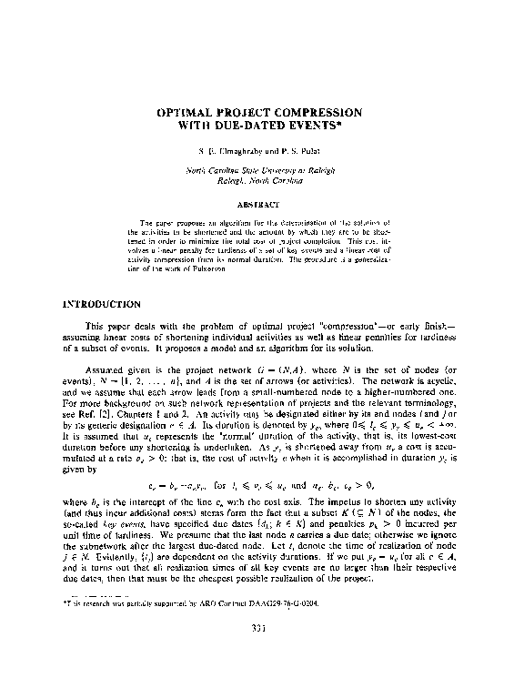 (PDF) Optimal project compression with due-dated events