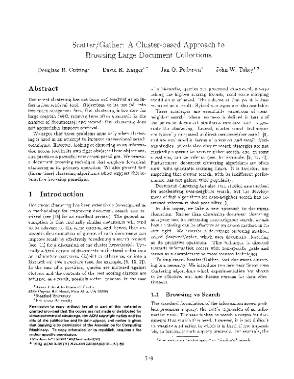 (PDF) Scatter/Gather: a cluster-based approach to browsing large ...