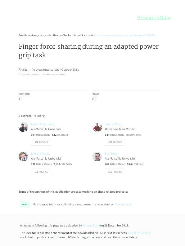 (PDF) Finger force sharing during an adapted power grip task