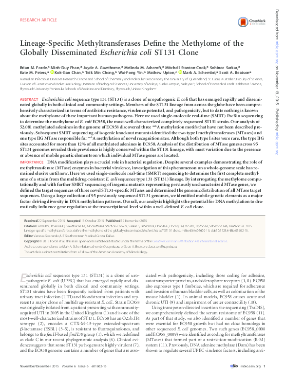(PDF) The methylomes of six bacteria | Stephen Turner - Academia.edu