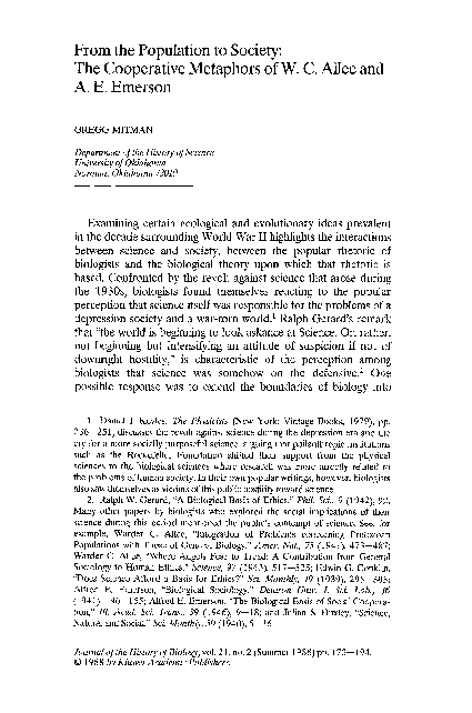 (PDF) From the population to society: The cooperative metaphors of W.C ...
