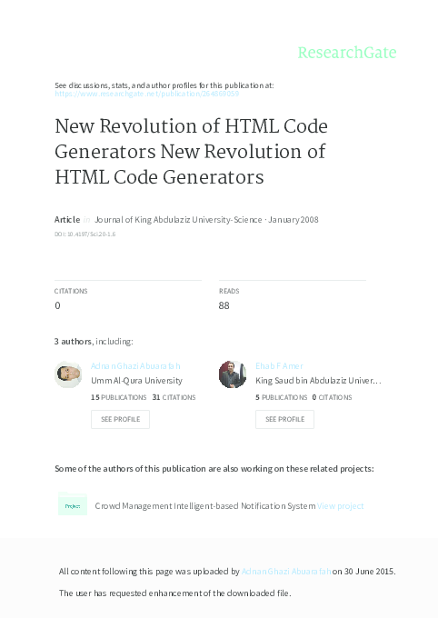 (PDF) New Revolution of HTML Code Generators