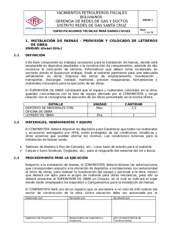 (DOC) INSTALACIÓN DE FAENAS -PROVISIÓN Y COLOCADO DE LETREROS DE OBRA