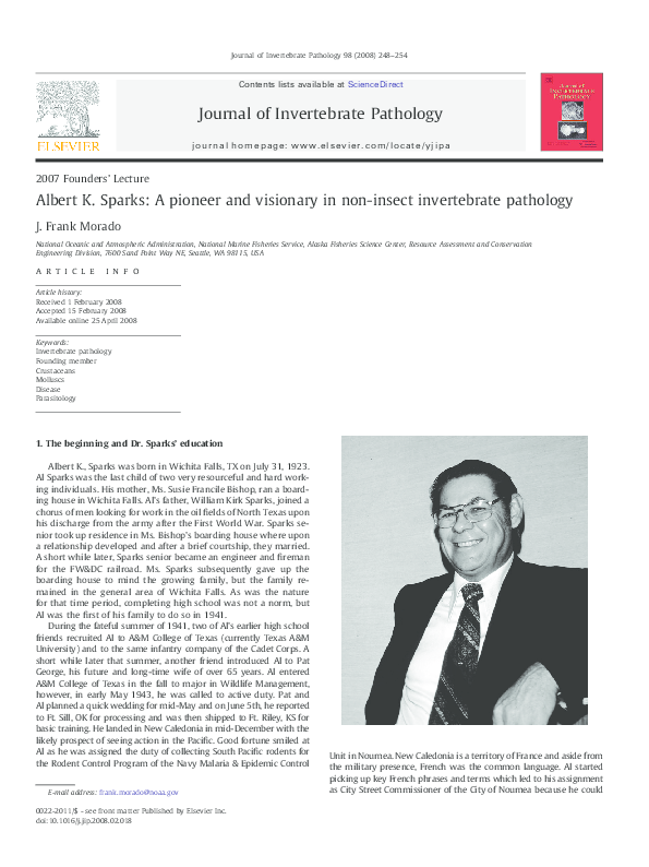 (PDF) Albert K. Sparks: A pioneer and visionary in non-insect ...