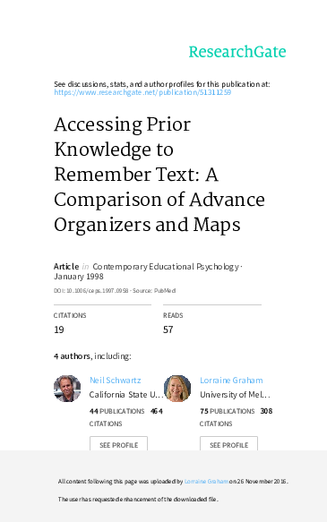 (PDF) Accessing Prior Knowledge to Remember Text: A Comparison of ...