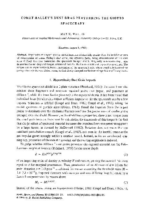 (PDF) Comet Halley's dust drag perturbing the Giotto spacecraft