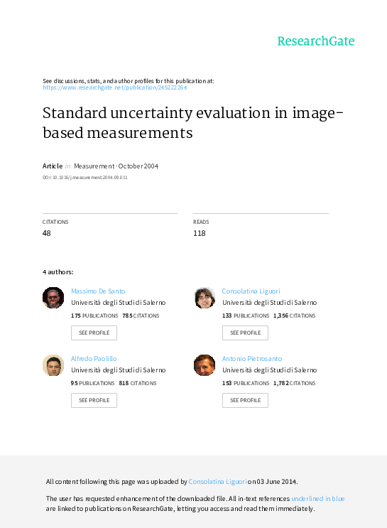 (PDF) Standard uncertainty evaluation in image-based measurements