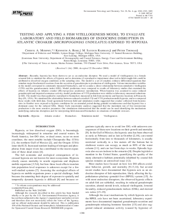 (PDF) TESTING AND APPLYING A FISH VITELLOGENESIS MODEL TO EVALUATE ...