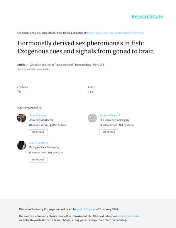 (PDF) Hormonally derived sex pheromones in fish: exogenous cues and ...