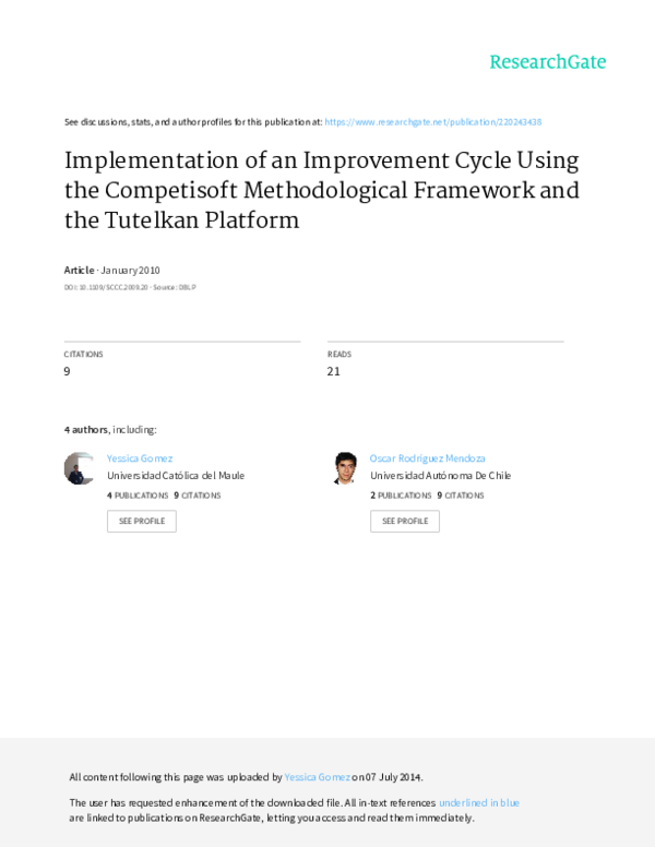 (PDF) Implementation of an Improvement Cycle Using the Competisoft ...