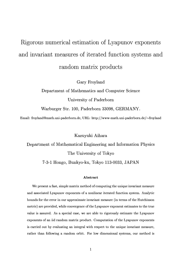 Pdf Rigorous Numerical Estimation Of Lyapunov Exponents And Invariant