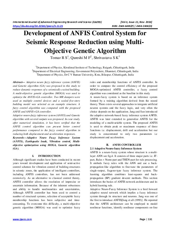 (PDF) Development of ANFIS Control System for Seismic Response Reduction using Multi- Objective ...