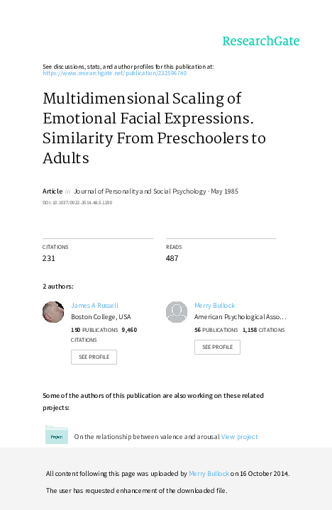 (PDF) Multidimensional Scaling of Emotional Facial Expressions ...