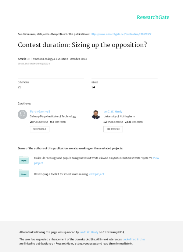 (PDF) Contest duration: sizing up the opposition?