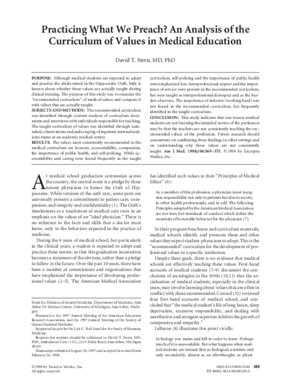 (PDF) Practicing What We Preach? An Analysis of the Curriculum of ...