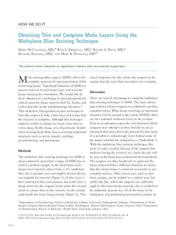 (PDF) Obtaining Thin and Complete Mohs Layers Using the Methylene Blue ...